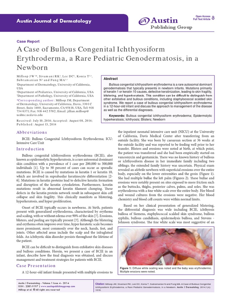 Austin: A Case of Bullous Congenital Ichthyosiform Erythroderma, A Rare ...