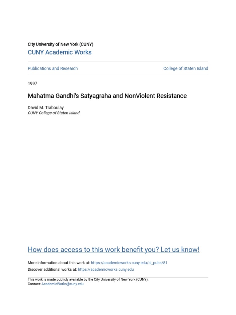Gandhi's Satyagraha: Nonviolent Resistance | PDF | Mahatma Gandhi ...