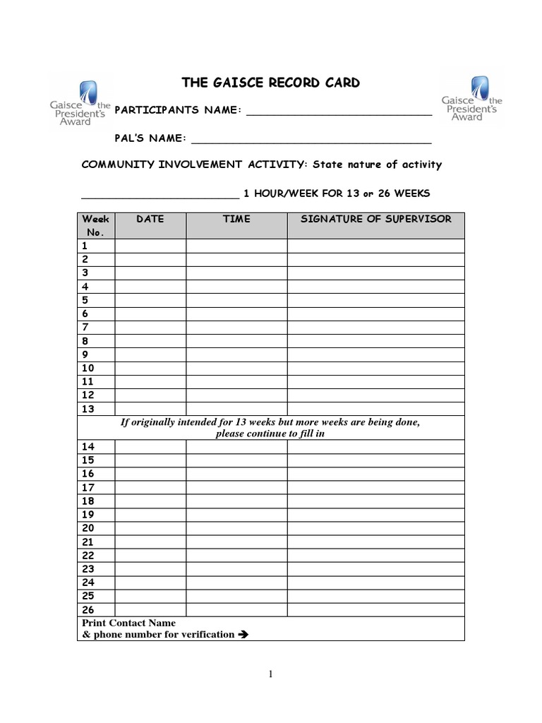 Gaisce Log Sheets | PDF