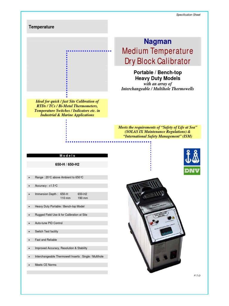 Medium Temperature Dry Block Calibrator: Nagman | PDF | Calibration ...