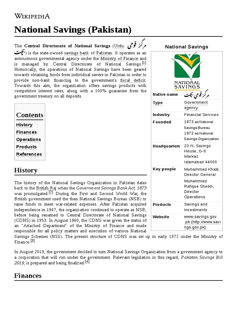 National Savings (Pakistan) | PDF | Policy | Financial Services