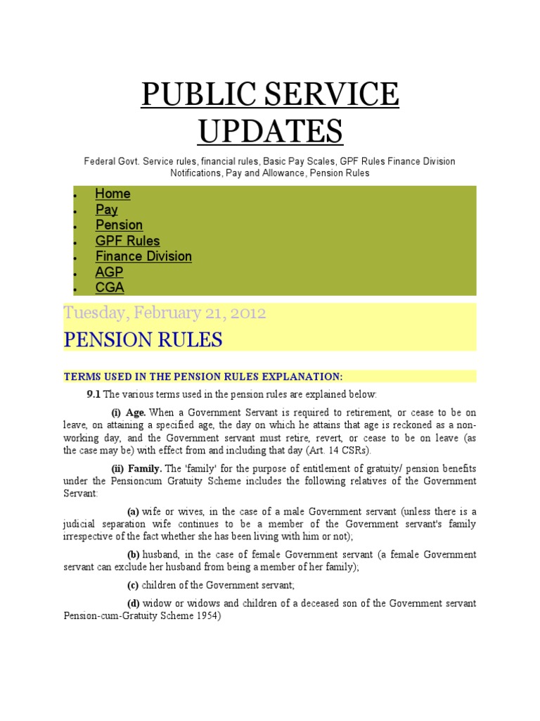 Public Service Updates: Pension Rules | PDF | Pension | Retirement