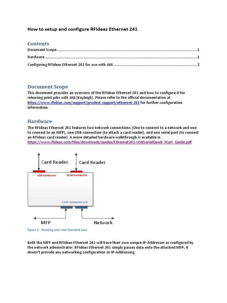 How To Setup and Configure Rfideas Ethernet 241: Card Reader Card Reader | PDF | Computer ...