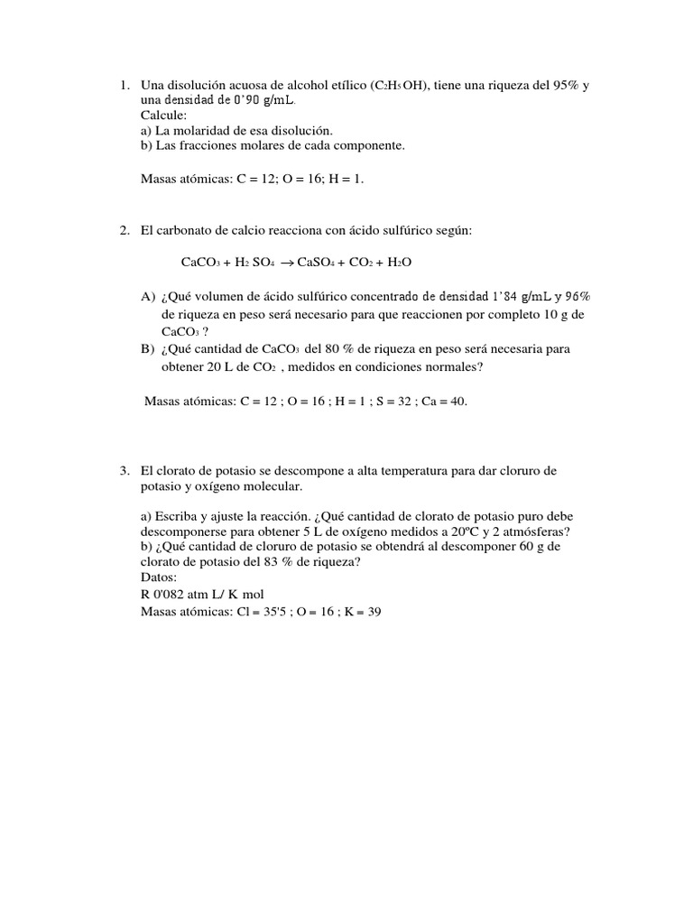 Ejercicios Disoluciones | PDF