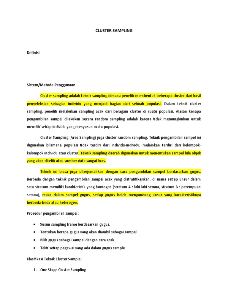 Cluster Sampling | PDF