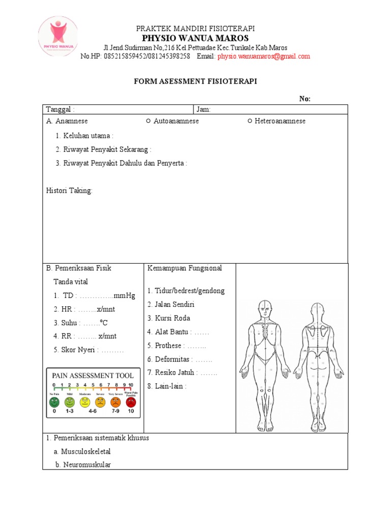 Form Asessment Fisioterapi | PDF | Pengembangan Diri | Kesehatan Holistik