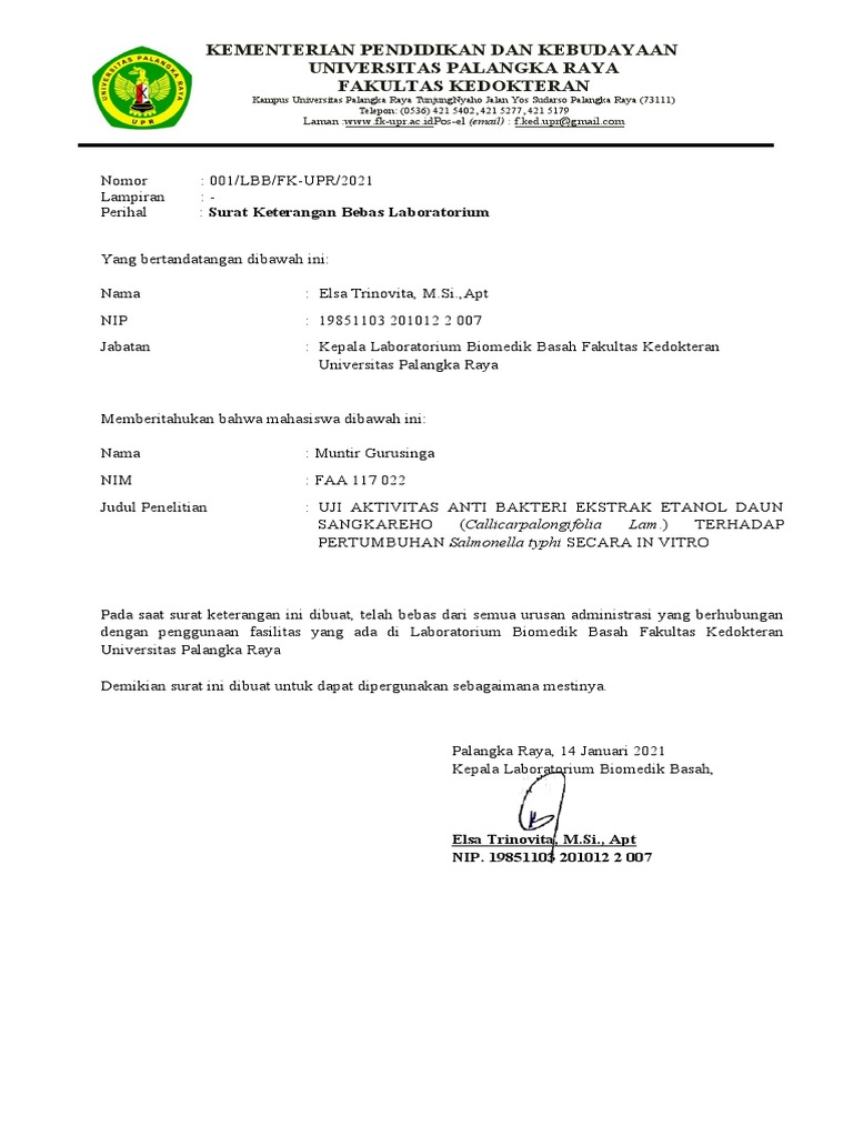 Surat Bebas Lab | PDF