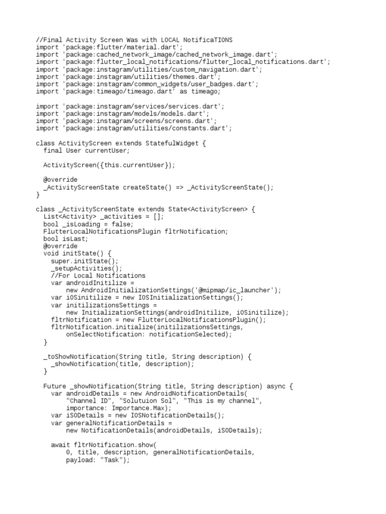 Flutter Local Notifications in Activity Screen | PDF | Computer ...