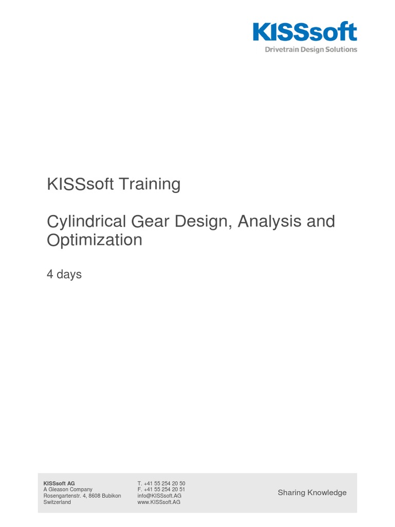 Kisssoft Training Cylindrical Gear Design, Analysis and Optimization ...