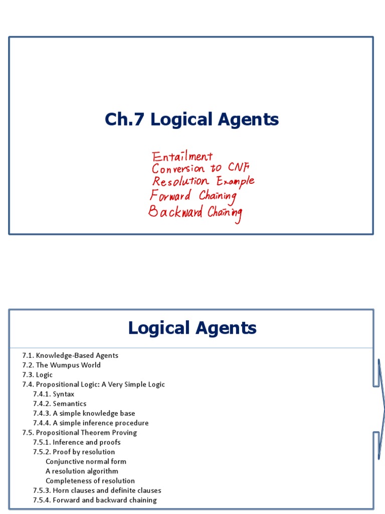 Logical Agents and Propositional Logic | PDF | Logical Consequence | Logic