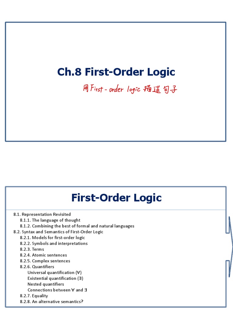 Representing Knowledge with First-Order Logic | PDF | First Order Logic | Interpretation (Logic)
