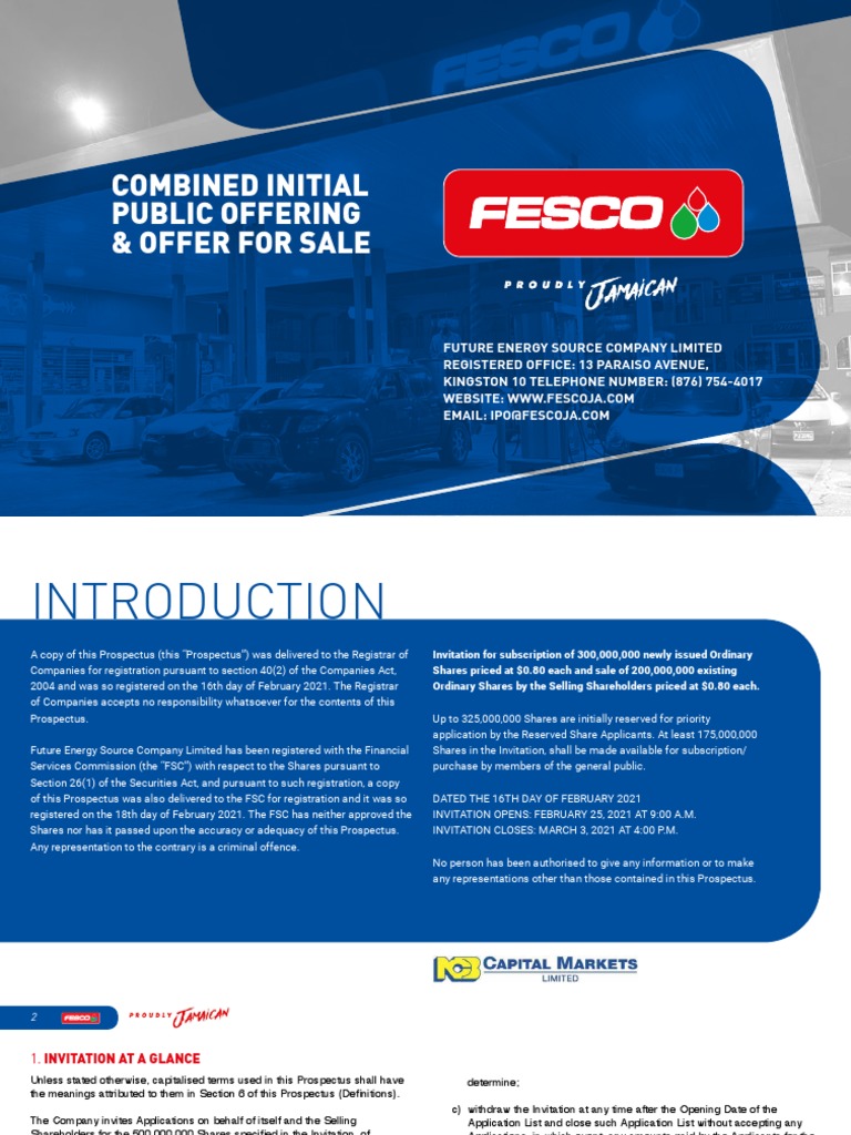 FESCO Prospectus | PDF | Stocks | Liquefied Petroleum Gas
