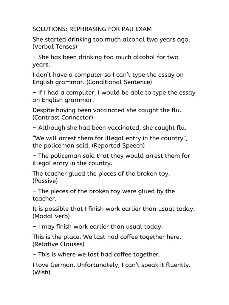 Rephrasing and Keys 1 | PDF