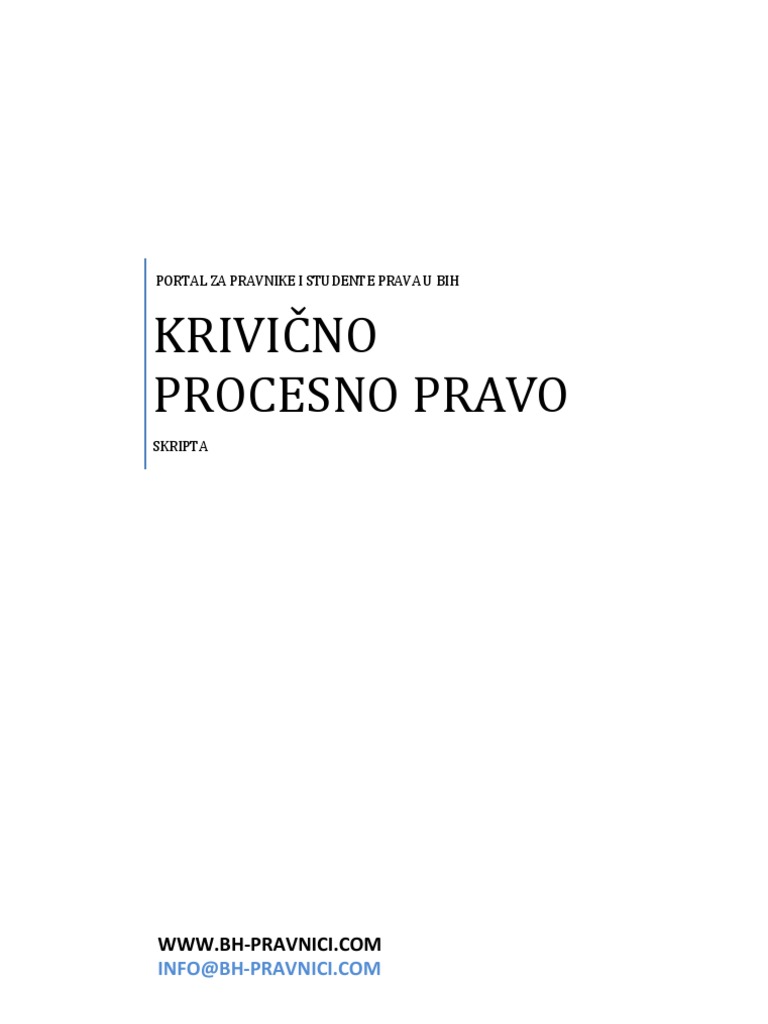Krivicno Procesno Pravo - Skripta | PDF