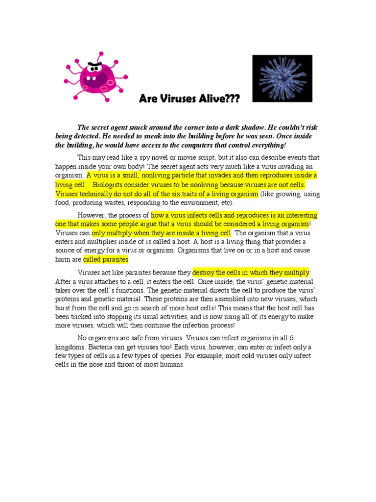 Virus Activity Are Viruses Alive (Key) | PDF