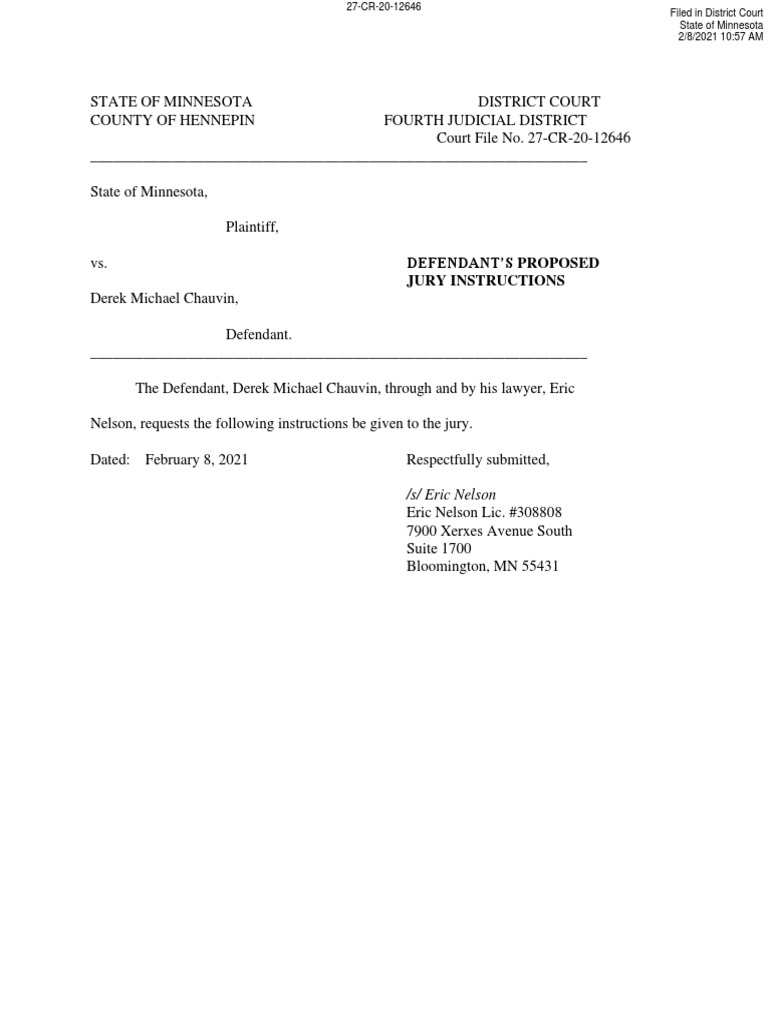 Defense Proposed Jury Instructions 02082021 | PDF | Burden Of Proof ...