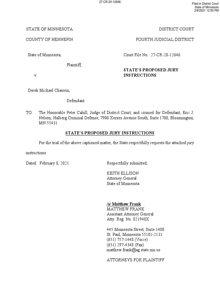 State Proposed Jury Instructions 02082021 | PDF | Burden Of Proof (Law ...