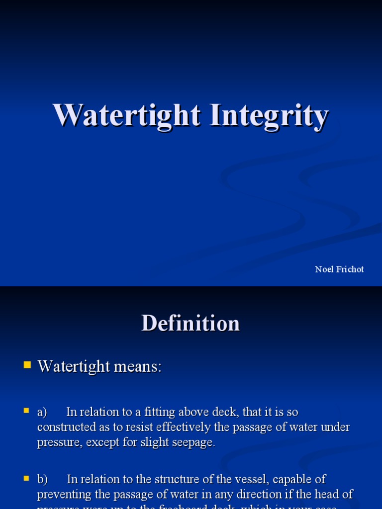 Watertight Integrity | PDF | Ships | Watercraft
