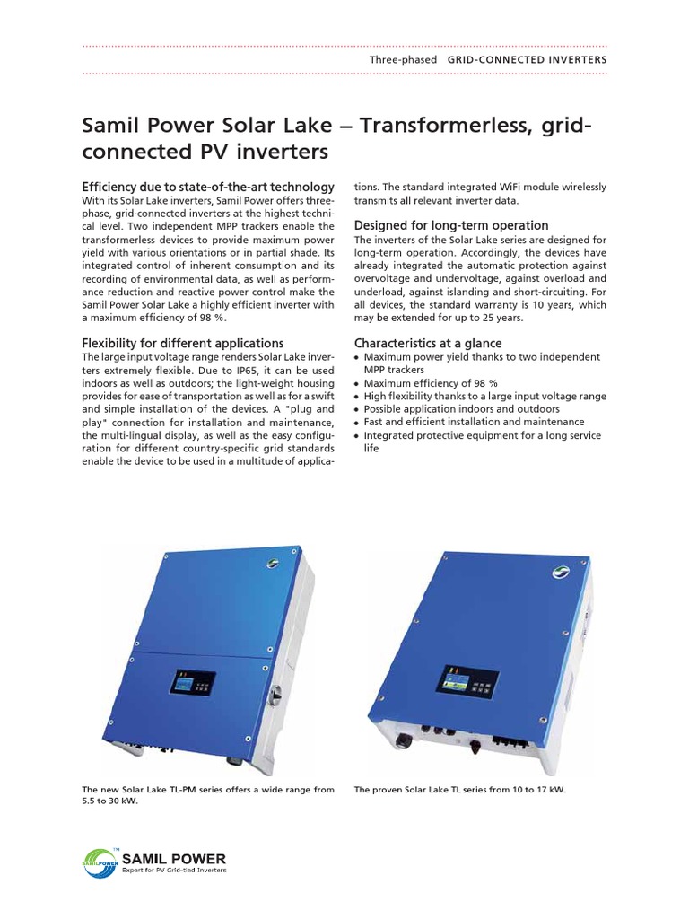 Samil Power Solar Lake - Transformerless, Grid-Connected PV Inverters ...