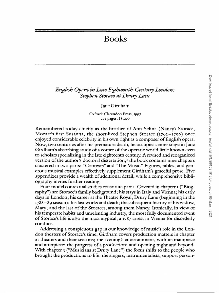 Books: English Opera in Late Eighteenth-Century London: Stephen Storace ...