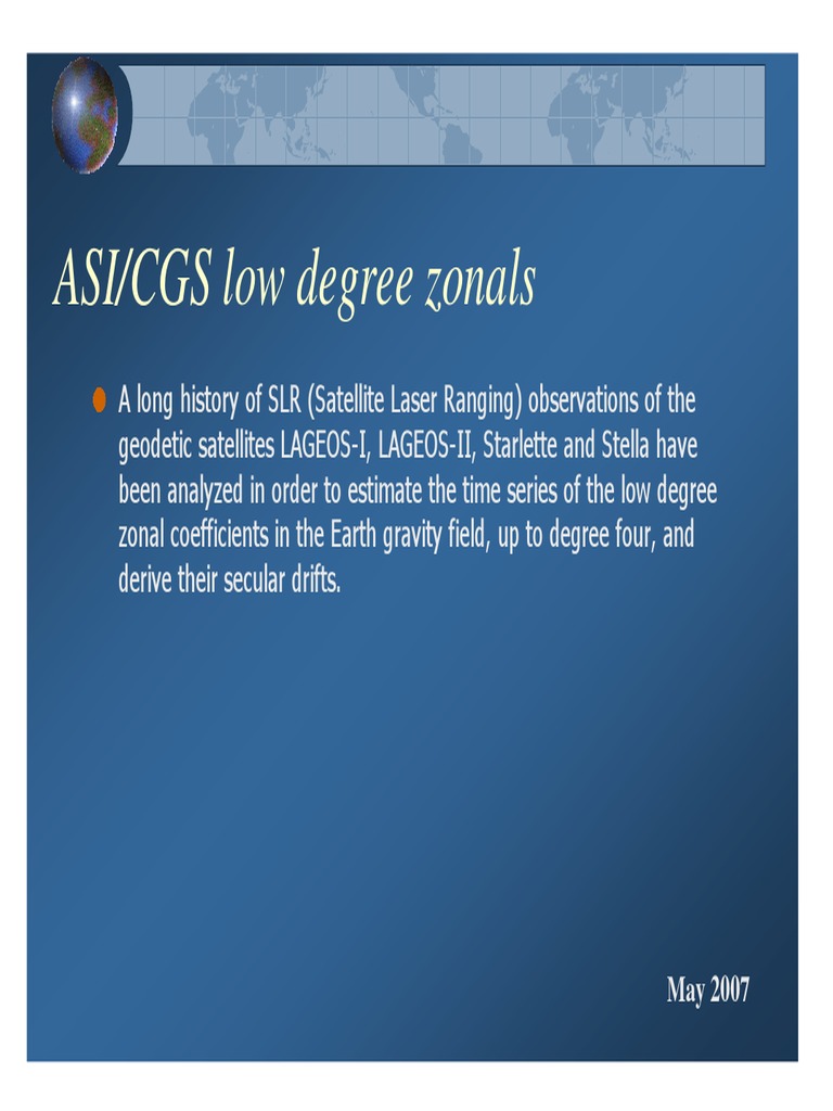 ASI/CGS Low Degree Zonals | PDF