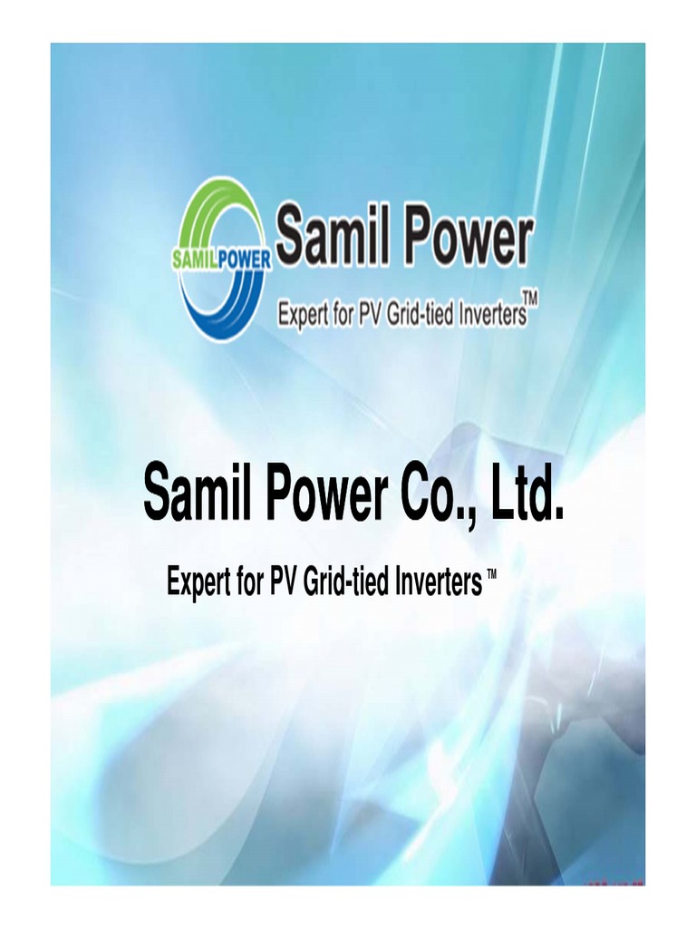 Samil Power Co., Ltd. Samil Power Co., LTD.: Expert For PV Grid-Tied ...