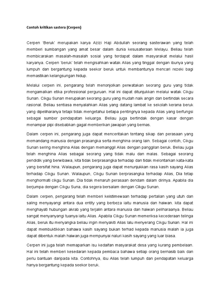 Contoh Kritikan Sastera | PDF