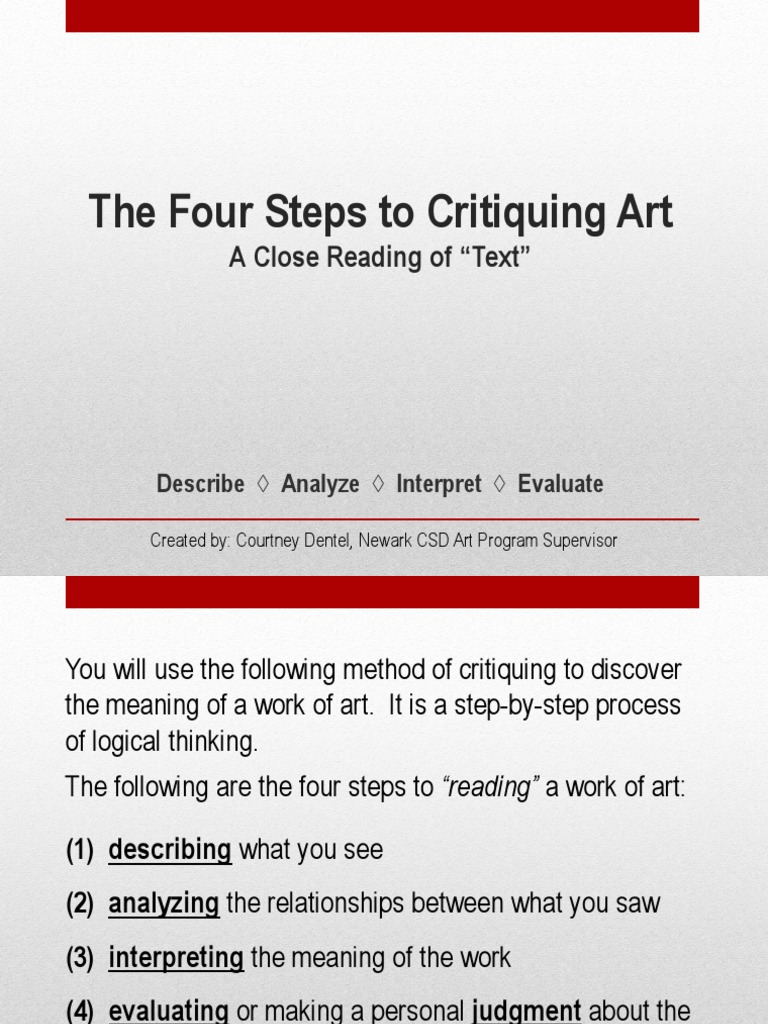 Four Steps to Critiquing Art | PDF | Cognitive Science | Psychological ...