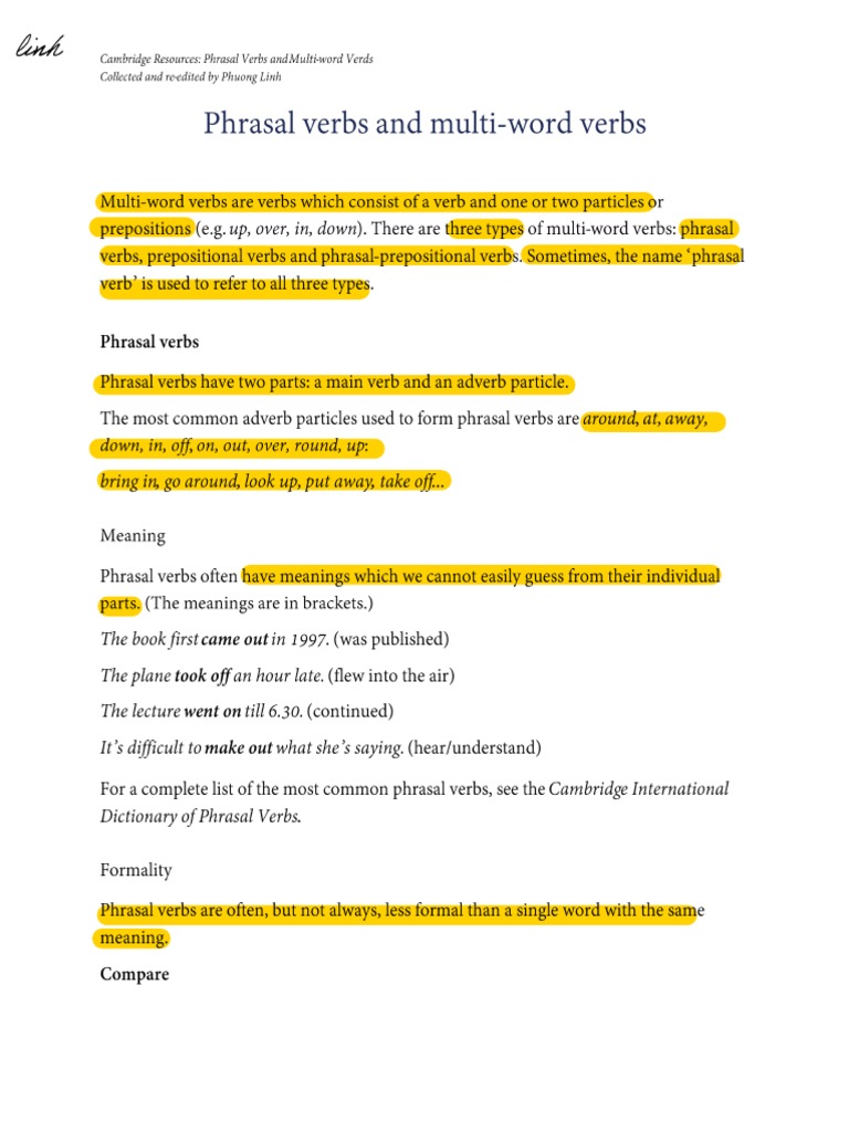 Phrasal Verb Theory | PDF