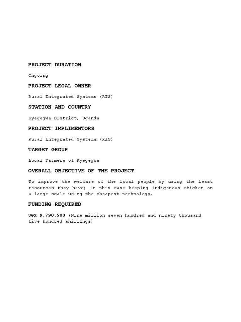 Poultry Project Proposal | PDF | Chicken | Poultry