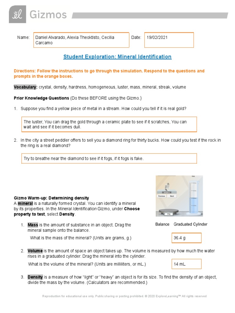 Student Exploration: Mineral Identification | PDF | Minerals | Hardness