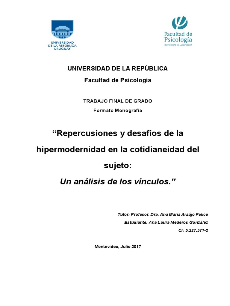 Trabajo Final de Grado Ana Mederos | PDF | Narcisismo | Sociedad