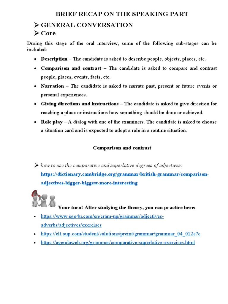 General Conversation Core: Brief Recap On The Speaking Part | PDF ...