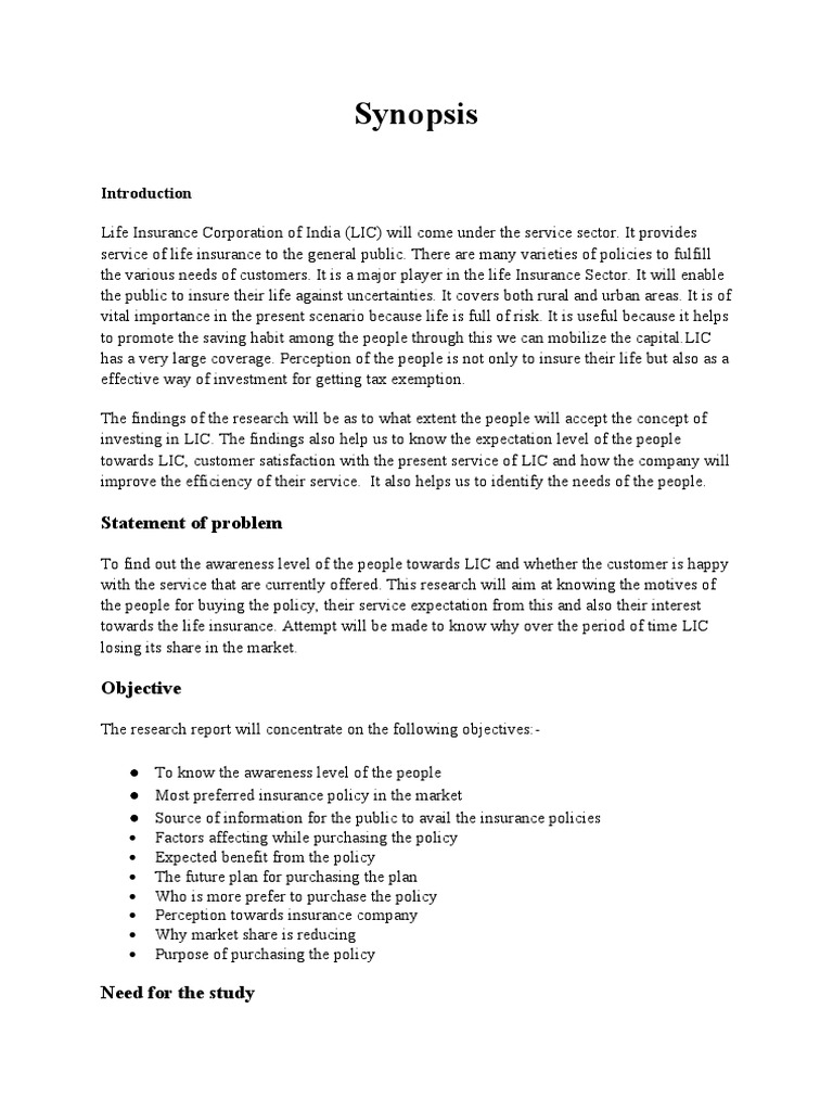 Synopsis: Statement of Problem | PDF | Survey Methodology | Questionnaire