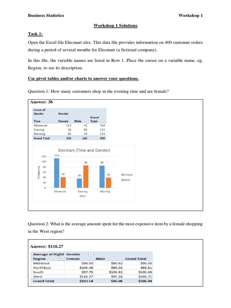 Workshop 01 - S1 - 2020 - Solutions For Business Statistics | PDF | Quartile | Statistical Analysis