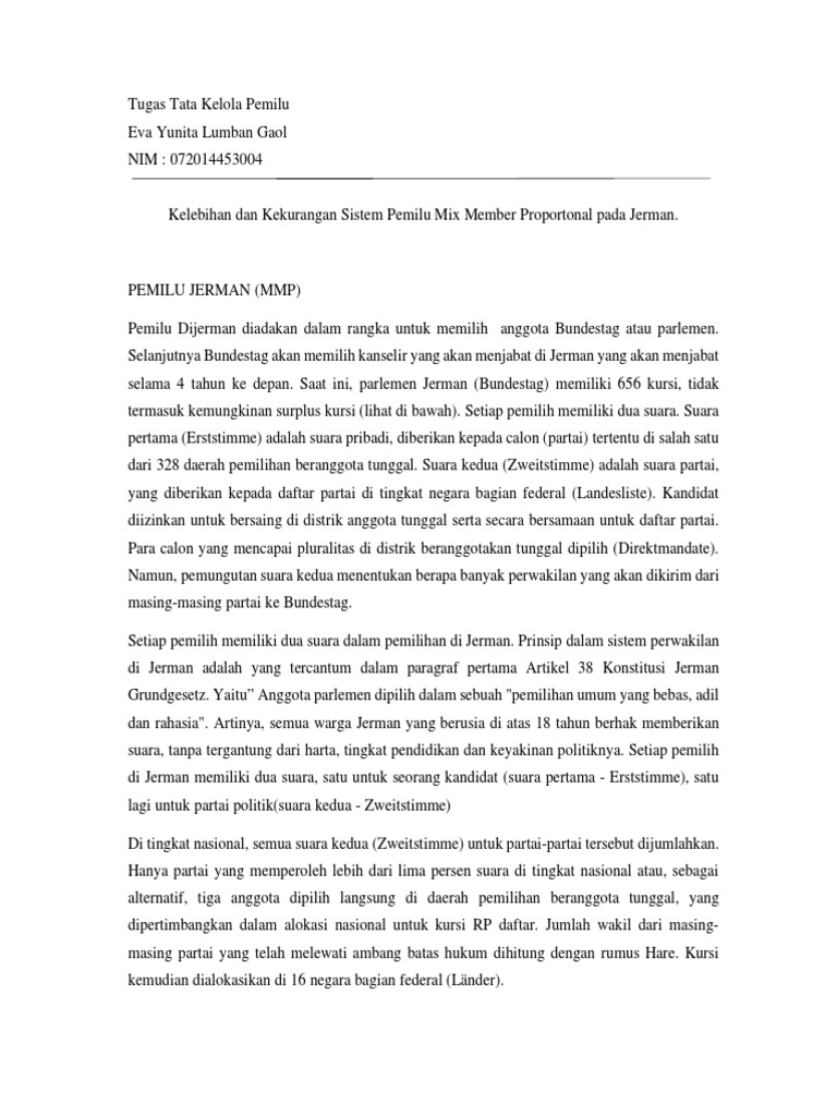 Sistem Pemilu Jerman. (MMP) | PDF