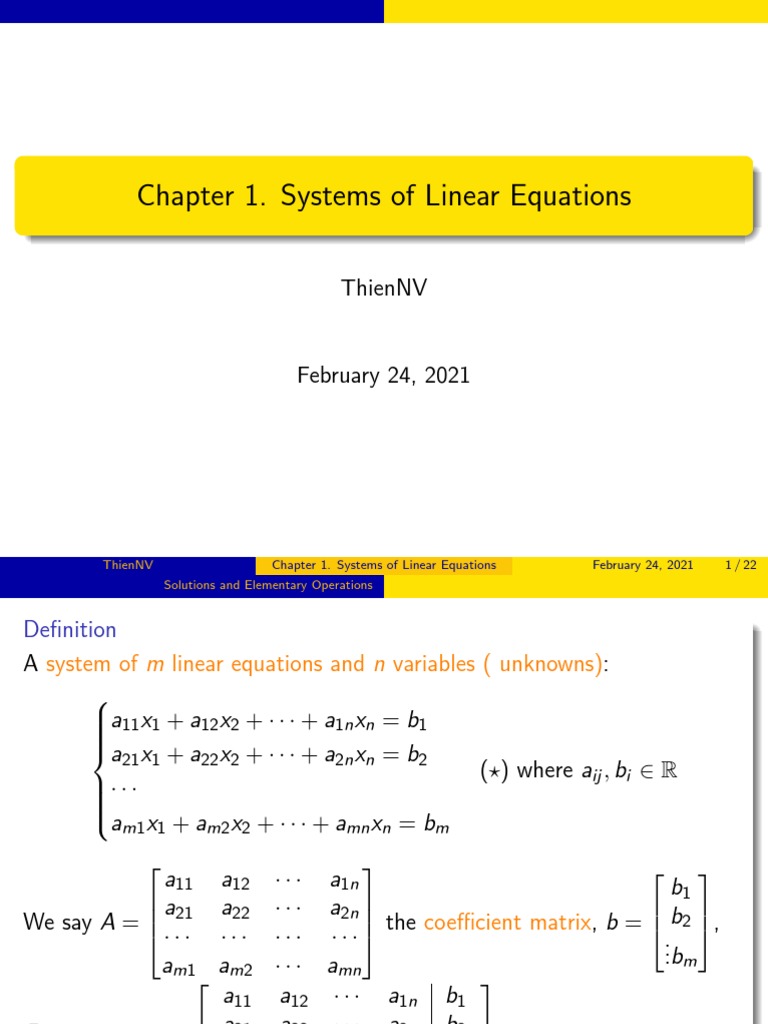 Chapter 1. Systems of Linear Equations | PDF | System Of Linear ...