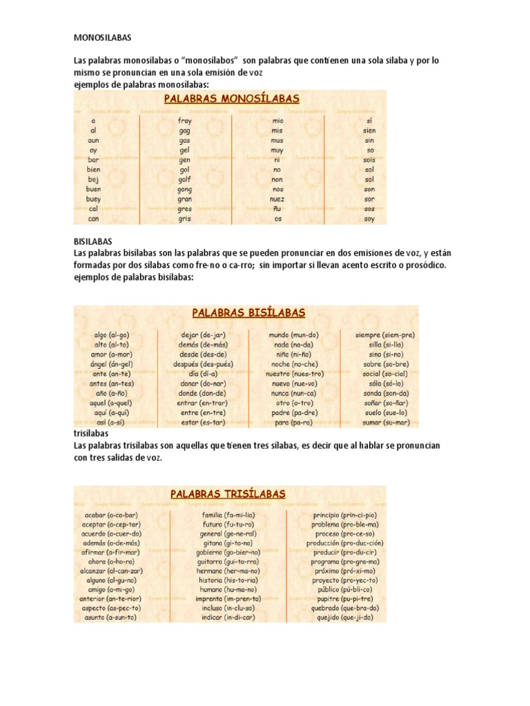 Clasificación de Palabras por Sílabas | PDF | Poesía