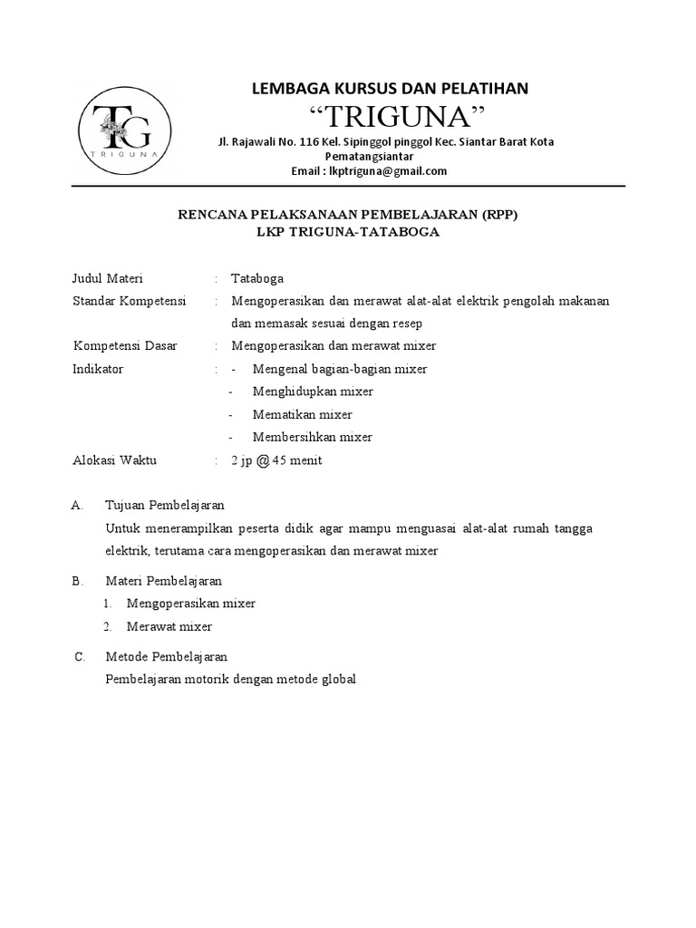 RPP Tata Boga | PDF | Karier & Perkembangan | Sains & Matematika