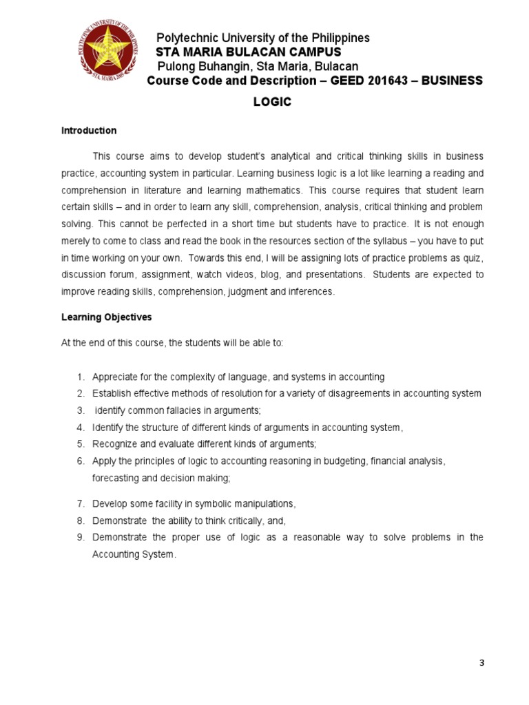 Geed 201643 - Business Logic Instructional Material | PDF | Argument ...