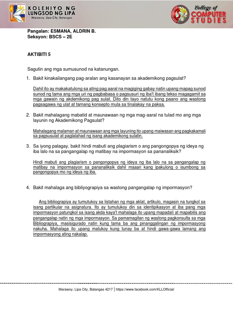 Aktibiti - 5 - ESMANA, ALDRIN | PDF