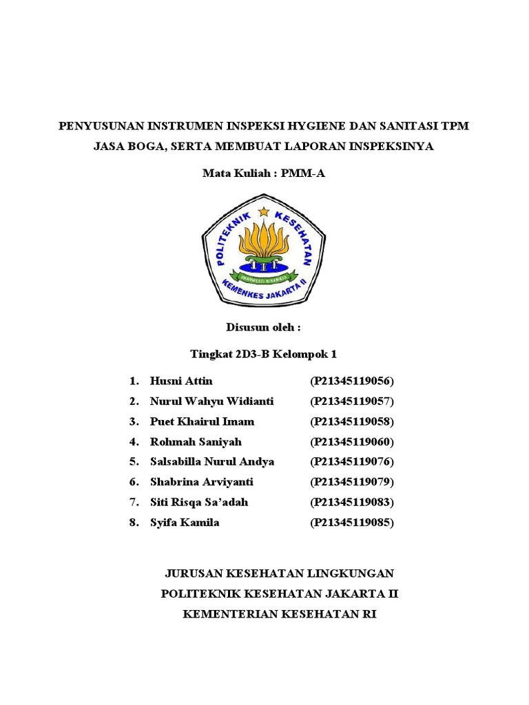 Penyusunan Instrumen Inspeksi Hygiene Dan Sanitasi TPM Jasa Boga | PDF ...