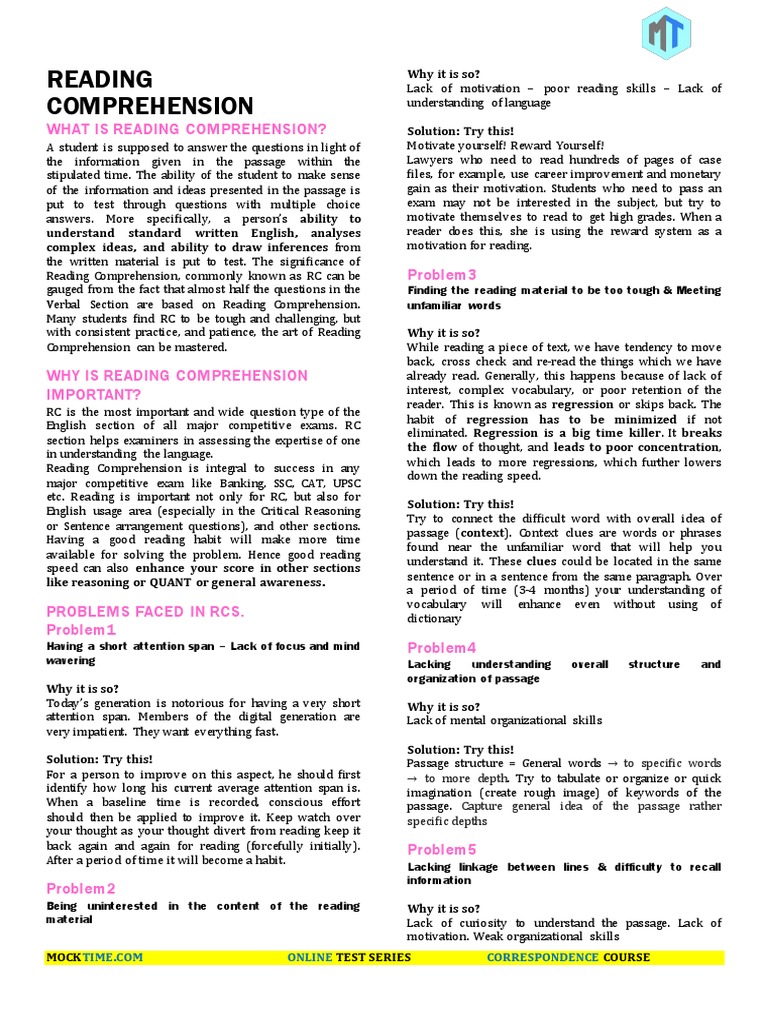 Mastering RC for Bank Exams | PDF | Reading Comprehension | Swap (Finance)