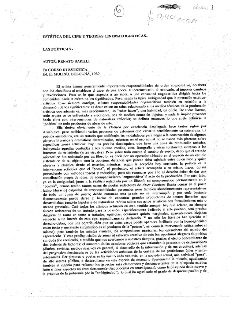 Las Poéticas - Renato Barilli | PDF