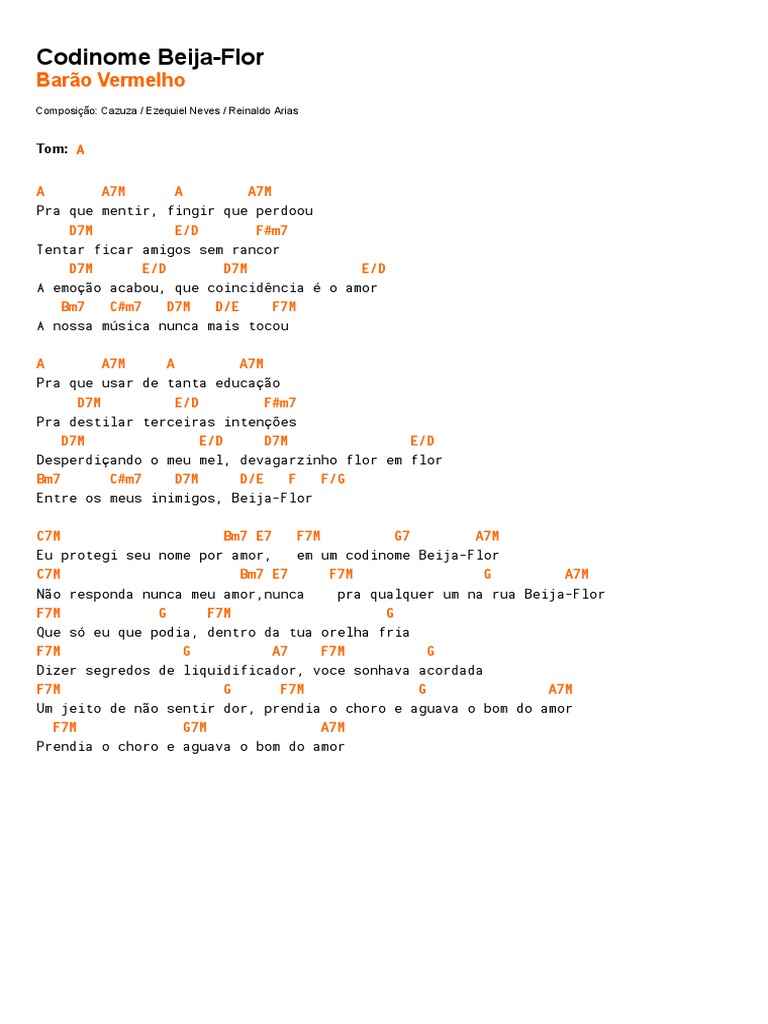 Cifra Club - Barão Vermelho - Codinome Beija-Flor | PDF