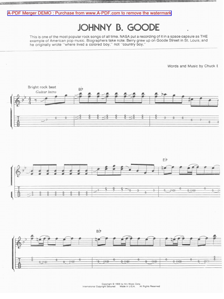 Chuck Berry - Johnny B. Goode - Guitar Solo Transcription - by MCV | PDF