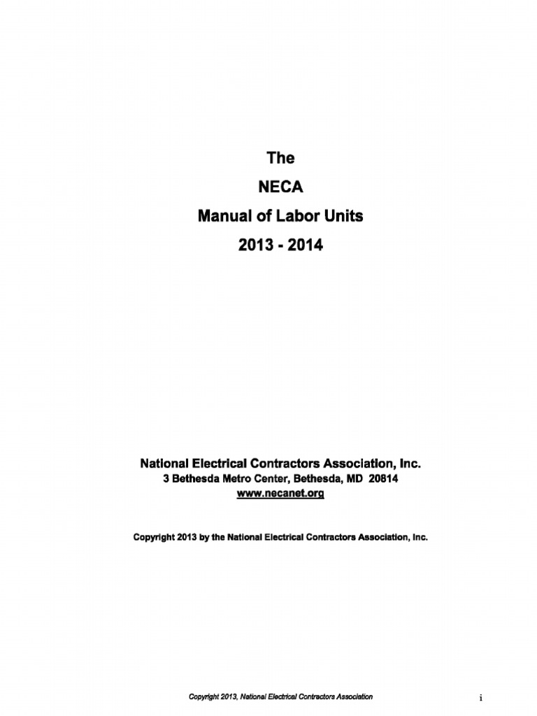 The Neca Manual of Labor Units 2013 - 2014: National Electrical ...