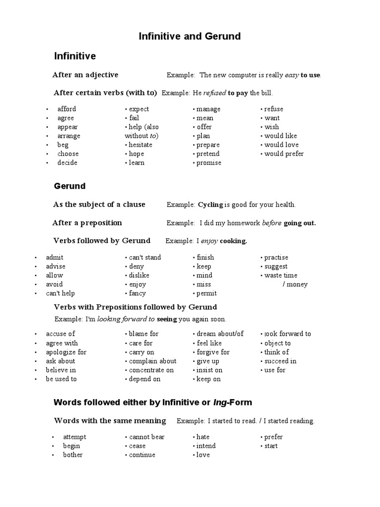 Gerund or Infinitive ING | PDF | Syntax | Grammar