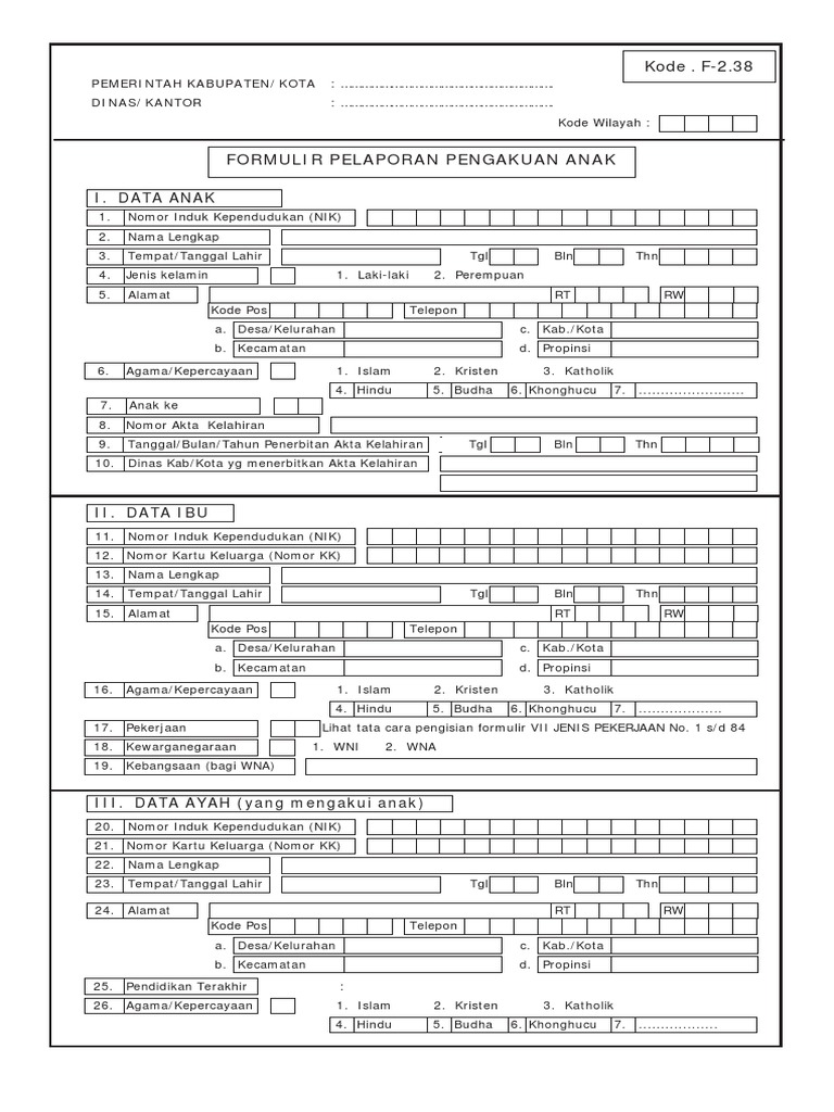 Formulir F2.38 | PDF