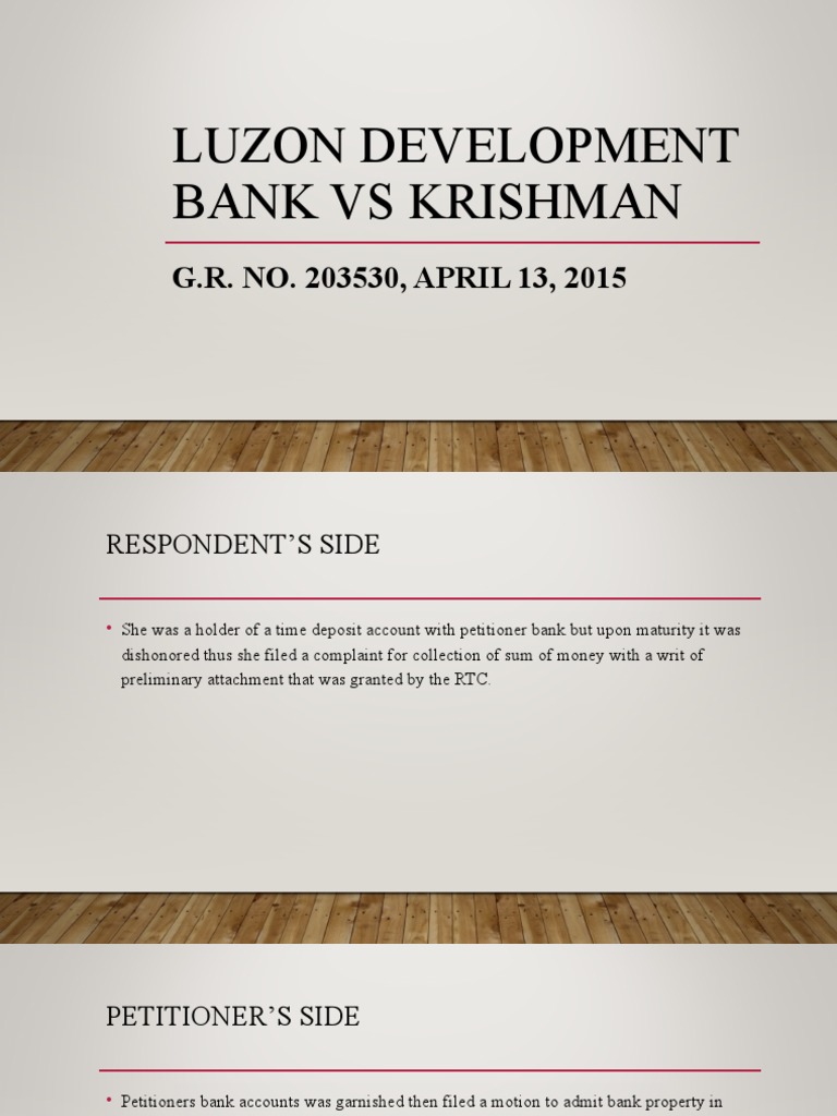 Luzon Development Bank Vs Krishman | PDF